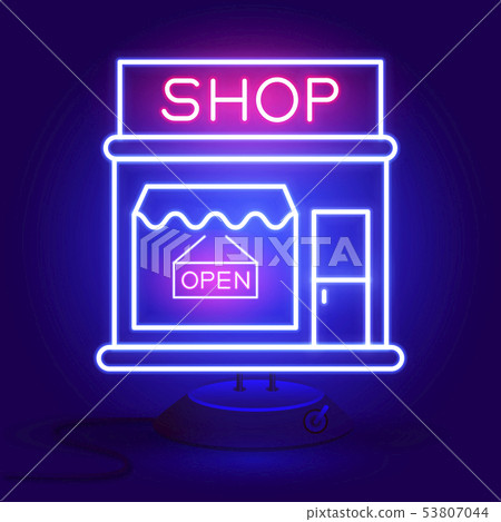Shop Now Neon Sign. Ready For Your Design, - Stock Illustration ...