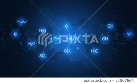 Abstract chemistry pattern on dark blue... - Stock Illustration ...
