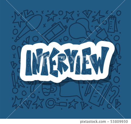 Interview design poster. Vector text with signs. - Stock Illustration ...