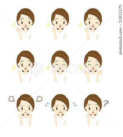 Female Nurse Facial Expression Set White Coat - Stock Illustration ...