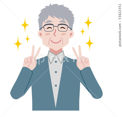 Male smile peace sign - Stock Illustration [53822351] - PIXTA