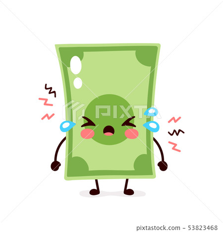 Cute sad cry money banknote. Vector - Stock Illustration [53823468] - PIXTA