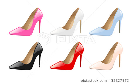 Set of elegant women shoes, colorful high... - Stock Illustration ...