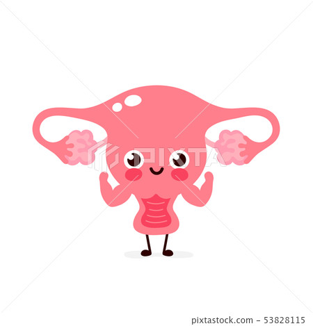 Cute healthy strong smiling happy uterus -插圖素材 [53828115] - PIXTA圖庫