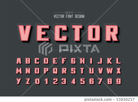Shadow and line Bold Font vector, Alphabet writing - Stock Illustration ...
