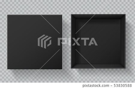 Black box packaging. Top view open and closed... - Stock Illustration ...