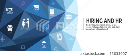 HR and Hiring Process icon set & Web Header Banner - Stock Illustration ...