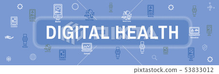 Digital Health Icon Set with Wearable Technology - Stock Illustration ...