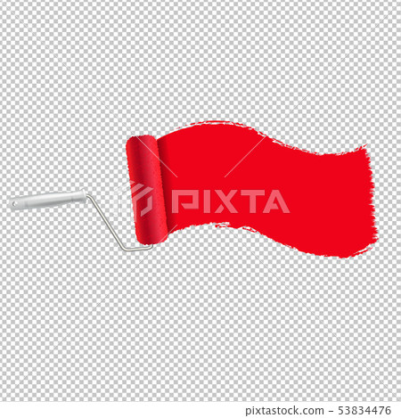 Red Paint Roller And Paint Stroke Transparent - Stock Illustration ...