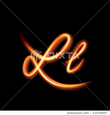 Glowing light letter L. Hand lighting painting - Stock Illustration ...