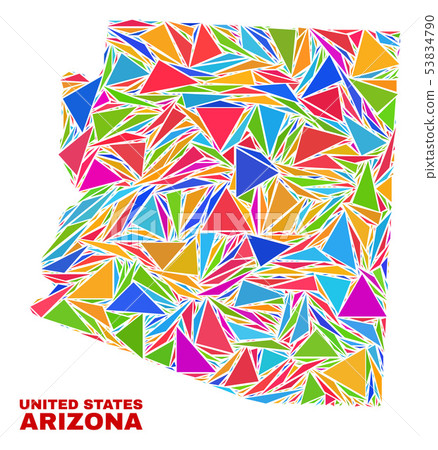 Arizona State Map - Mosaic of Color Triangles - Stock Illustration ...