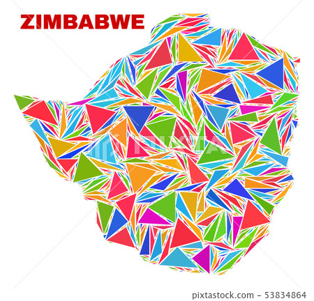 Zimbabwe Map - Mosaic of Color Triangles - Stock Illustration [53834864 ...