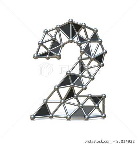 Wire low poly black metal Number 2 TWO 3D - Stock Illustration ...