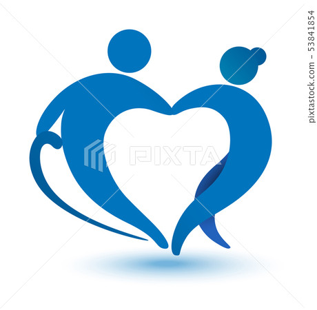 Elderly healhtcare heart shaped logo. Nursing home - Stock Illustration ...