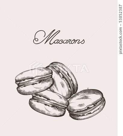 Macaroons line art Vector. Delicious sweets - Stock Illustration ...