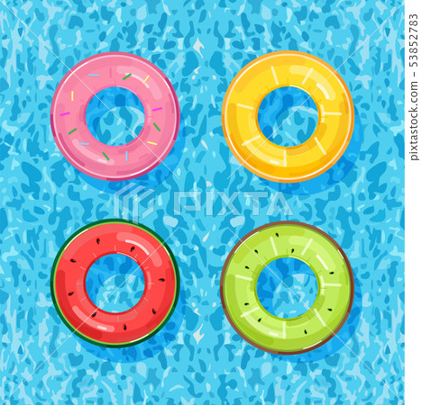 Colorful pool rings on water background Vector. - Stock Illustration ...