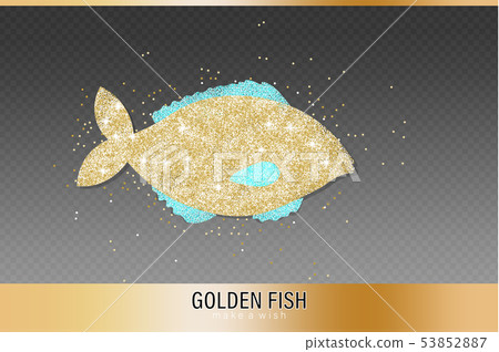 Golden Fish glitter Vector. glowing icon - Stock Illustration [53852887 ...