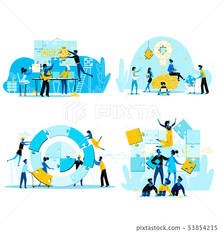 Teamwork Business People, Cooperation for Success. - Stock Illustration ...