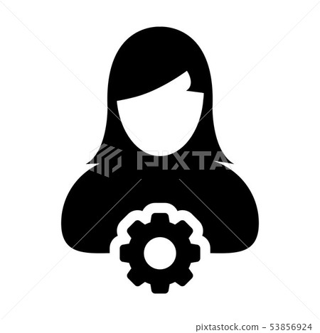 Job icon vector female person profile avatar with - Stock Illustration ...