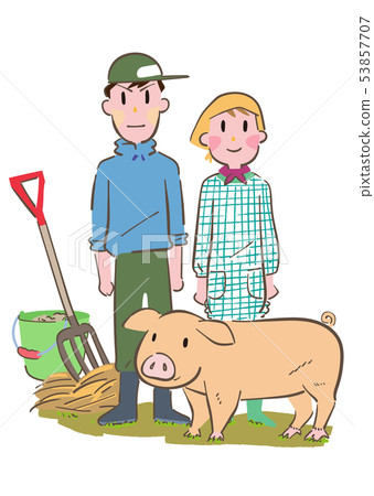 Pig farm worker pig illustration - Stock Illustration [53857707] - PIXTA