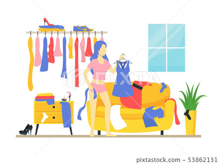Cartoon Character Woman Nothing Wear Concept.... - Stock Illustration ...
