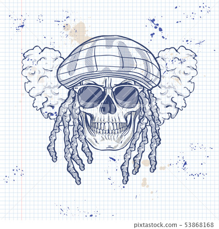 Sketch skull with dreadlocks - Stock Illustration [53868168] - PIXTA