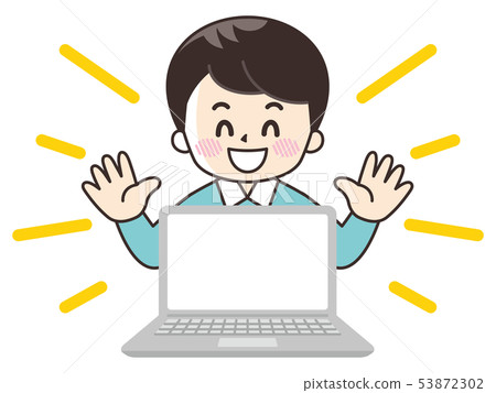 A laptop computer and a young man - Stock Illustration [53872302] - PIXTA