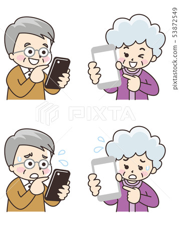 Elderly people using a smartphone - Stock Illustration [53872549] - PIXTA