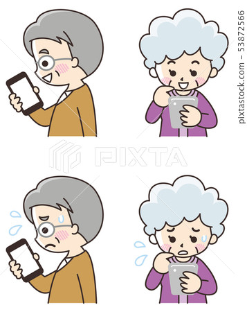 Elderly people using a smartphone - Stock Illustration [53872566] - PIXTA