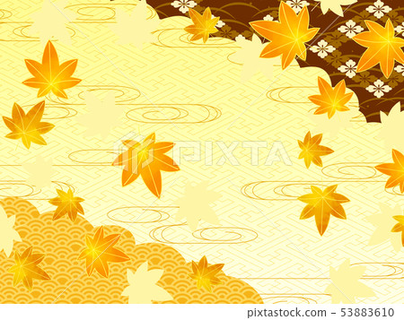 Japanese pattern Autumn leaves and flowing... - Stock Illustration ...