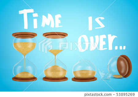 3d rendering of three hourglasses, one of them...-插圖素材 [53895269] - PIXTA圖庫