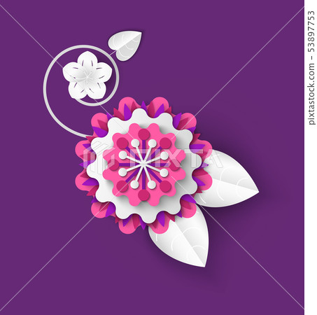 Origami Flower with Foliage and Petals Vector - Stock Illustration ...