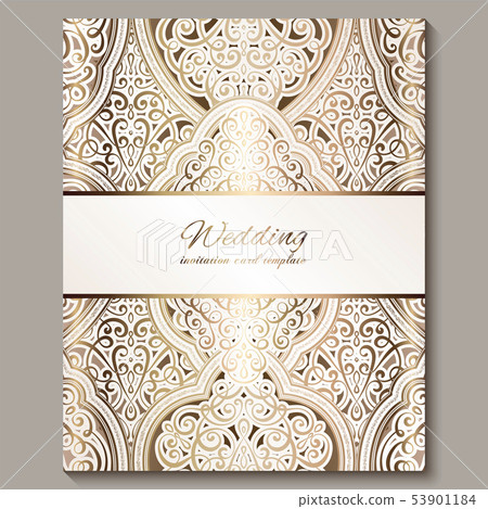 Wedding invitation card with gold shiny eastern - Stock Illustration ...