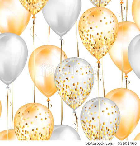 Seamless pattern with glossy white and gold shiny - Stock Illustration ...