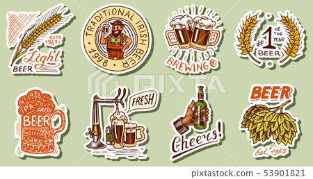 Vintage beer stickers. Set of Alcoholic Label... - Stock Illustration ...