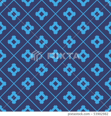Blue Ethnic geometric seamless pattern on dark... - Stock Illustration ...