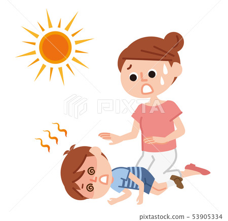 A child who falls over in heat stroke - Stock Illustration [53905334 ...
