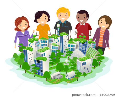 Stickman Plan Sustainable City Illustration - Stock Illustration ...