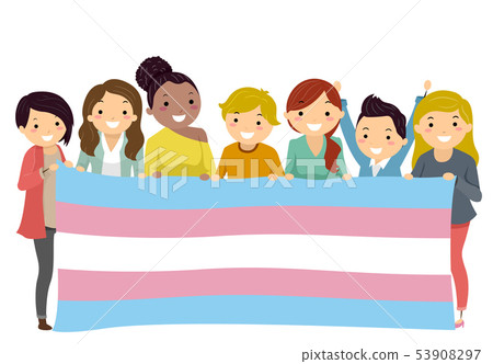 Stickman People Transgender Flag Illustration - Stock Illustration ...