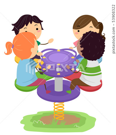 Stickman Kids Play Four Way Rocker Illustration - Stock Illustration ...