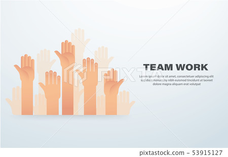 Raised hands. team work concept. background - Stock Illustration ...