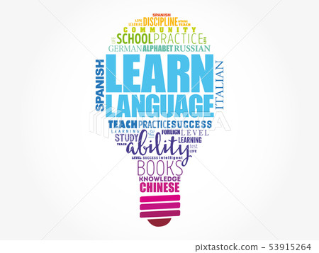Learn Language bulb word cloud - Stock Illustration [53915264] - PIXTA