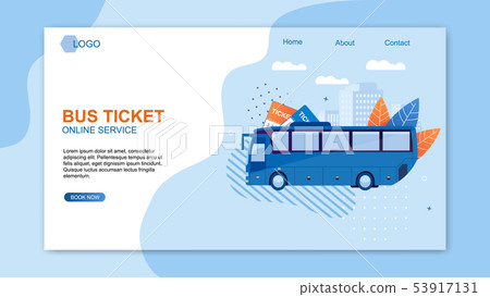 Bus Ticket Online Service Web Design Flat Cartoon. - Stock Illustration ...