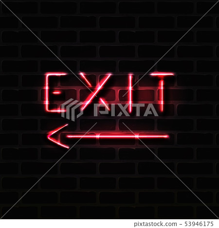 Realistic illustration of red exit neon sign - Stock Illustration ...
