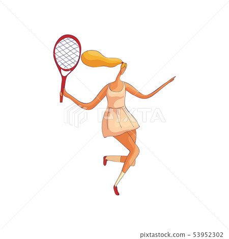 Woman tennis player in dress. Vector... - Stock Illustration [53952302 ...
