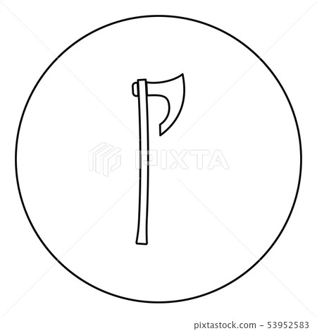 Ax with long handle Viking ax icon in circle round - Stock Illustration ...