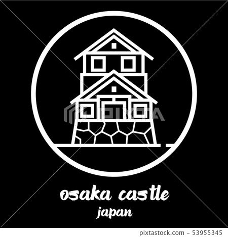 Circle icon line Osaka castle. vector illustration - Stock Illustration ...