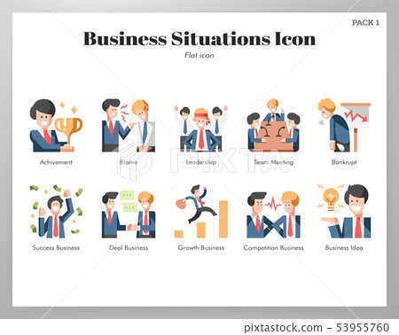 Business situations icons flat pack - Stock Illustration [53955760] - PIXTA