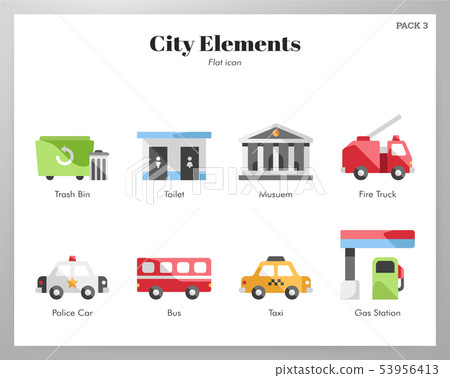City elements flat pack - Stock Illustration [53956413] - PIXTA