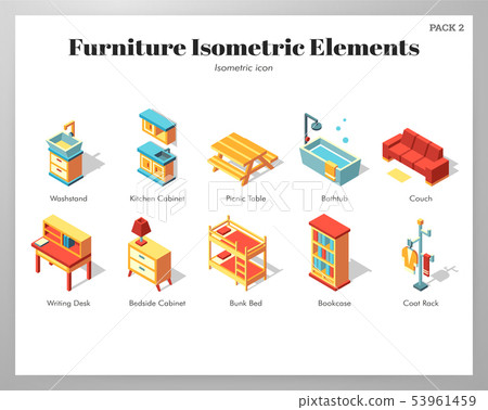 Furniture elements Isometric pack - Stock Illustration [53961459] - PIXTA